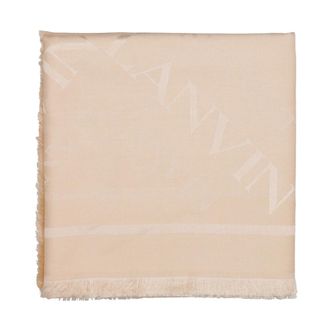 Lanvin Schal aus Wolle und Seide mit Logo-Print - - Accessories - Damen - Beige - ONE SIZE