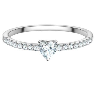 Trilani Ring - Sterling Silber Ring Zirkonia Herz - Gr. 50 - in Silber - f&uuml;r Damen