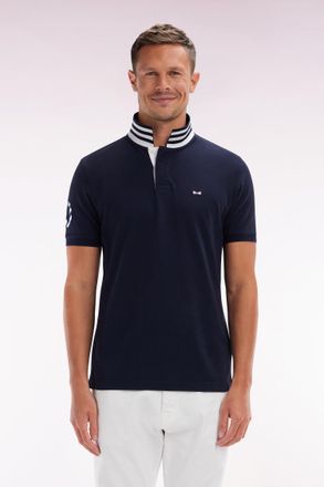 Eden Park Polo &Agrave; Manches Courtes En Piqu&eacute; Coton Marine Broderie Manches 10 Coupe Droite