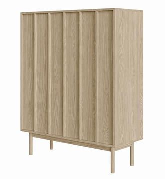 Selsey Kommode Aufbewahrungsschrank 2 T&uuml;ren 100 cm Schrank Schubladenschrank Push to Open Hoch Holzbeine Eiche Ge&ouml;lt Neksto