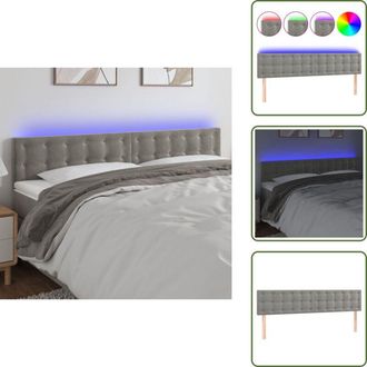 vidaXL Led Kopfteil Hellgrau 180x5x78/88 cm Samt - Samt Kopfteil - Bettkopfteil - led Beleuchtung - Leselampe - tv Couchtisch