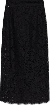 Dolce & Gabbana Femme, Jupes, Noir, Taille: 38 FR Floral Lace Midi Skirt
