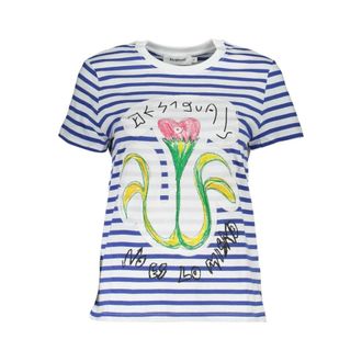 Desigual Femme, Tops, Bleu, Taille: 42 FR T-shirt Femme Coton Bleu