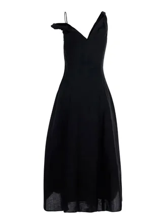R&oacute;he Womens Dress With Asymmetric Straps Black Cotton
