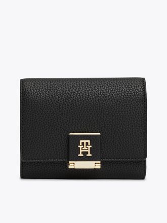 Tommy Hilfiger Geldb&ouml;rse TOMMY HILFIGER TH HER TRIFOLD WALLET, Herren, schwarz, Lederimitat, Basic, Kleinlederwaren, Geldbeutel, Portemonnaie, Money Pocket mit Logoe
