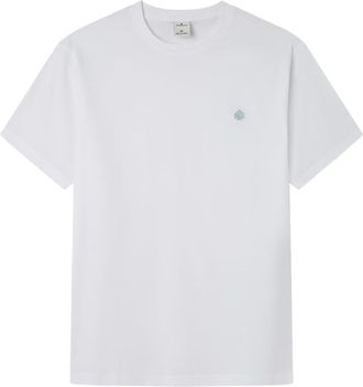 Springfield Herren Basic Ss T-Shirt with Tree Embroidery Besticktes, wei&szlig;, XL