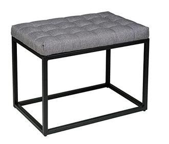 WENKO Banc Amandola rembourré, banc avec coussin dassise gris et structure noire en acier rustique, idéal pour chambre à coucher, entrée et embrasure, 59 x 