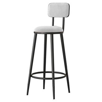 Generic Moderne Barhocker im Industriestil, 75 cm hoch, samtgepolstert, mit Metallbeinen, f&uuml;r Restaurant, B&uuml;ro und Zuhause - Komfortabler Stil mit wei&szlig;er R&uuml;ck