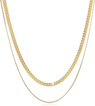 Kuzzoi Halsketten - Halskette Herren Ketten Set Panzer Venezia 925 Sil - Gr. unisize - in Gold - für Damen