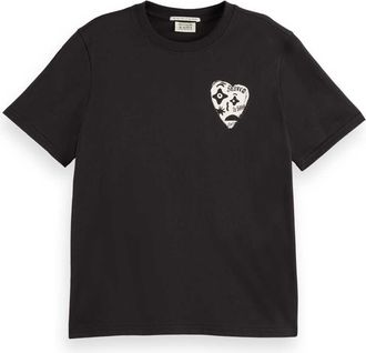 Scotch & Soda Damen Chest Artwork Regular Fit T-Shirt, Schwarz, S EU