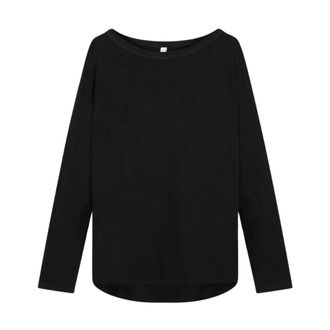 10 Days Weit geschnittenes Leinen Langarmshirt - - Tops - Damen - Schwarzk - 2XS