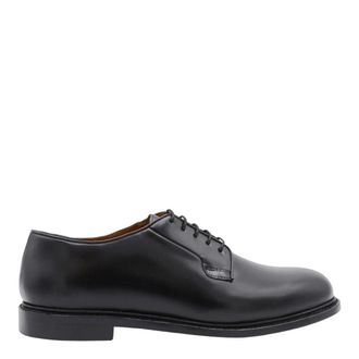 Sebago Polished Black Leather Lace-Up Flat Shoes - Gr. 7_5 - in Schwarz