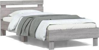 vidaXL Cadre de lit t&ecirc;te de lit et lumi&egrave;res led sonoma gris 100x200 cm