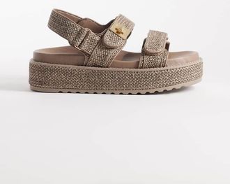 Steve Madden Bigmona - Sandales plateforme en raphia - Anthracite-Gris