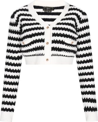 Faina Strickjacke Frauen cremewei&szlig; schwarz