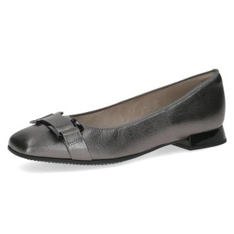 Caprice Caprice Damen Ballerinas aus Leder Kleiner Absatz, Silber (Dk Grey Metal.), 41 EU