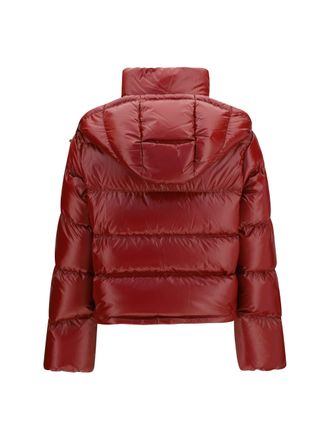 Moncler Womens Niveole Short Nylon Down Jacket Medium Red Coat