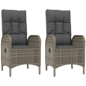 vidaXL Vidaxl - Chaises dext&eacute;rieur 2 pcs R&eacute;sine tress&eacute;e Gris