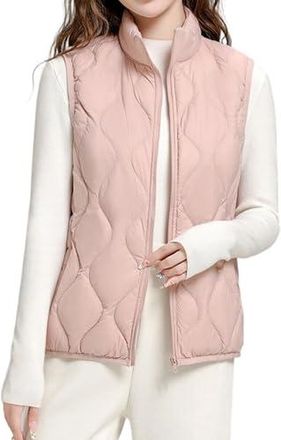 Generic Gilet matelass&eacute; sans manches pour femme - Automne et hiver - Col montant - V&ecirc;tement dext&eacute;rieur tendance, rose, 4XL