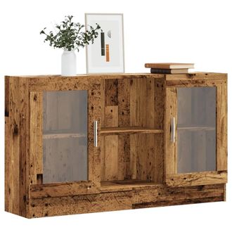 Generic GeenYuu Beistellschrank Altholz-Optik 120x30,5x70 cm, Holzwerkstoff, Robustes Sideboard mit 2 T&uuml;ren und 2 F&auml;chern, schmale Kommode f&uuml;r Wohnzimmer, Flu