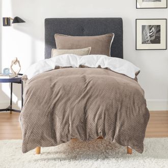 Bedsure Flauschige Bettwäsche 135x200 Khaki - Winter Bettbezug Fleece mit 80x80 cm Kissenbezug, Warme Bettwäsche-Sets mit Reißverschluss, Kuschel Waffelpique 