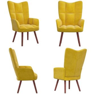 vidaXL Relaxsessel Senfgelb Samt - Sessel - Samt Sessel - Wohnraum Dekoration - Bequemes Sofa - Gelber Sessel - Home & Living