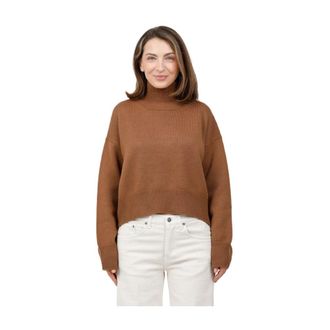 Dondup Maglia cropped over Dolcevita aus Merinowolle - - Knitwear - Damen - Braun - M