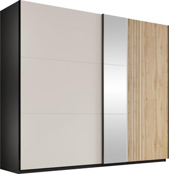 Mirjan24 Kleiderschrank Eludyna 250 mit Spiegel, Garderobenschrank, Dielenschrank, Schlafzimmerschrank mit 3 Kleiderstangen, 2 Schubladen und Einlegeb&ouml;den (Sch