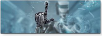 Paul Sinus Art Roboter - Virtueller Bildschirm - Panoramabild auf Leinwand in 120x40cm