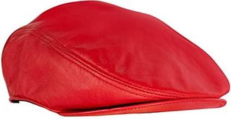 Infinity Leather Béret de Bonhomme de Cuir Rouge pour Homme en Cuir Souple Gatsby Golf Casquettes Plates M