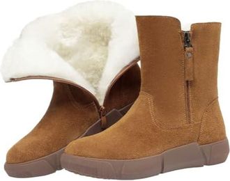 Generic Bottines dHiver pour Femmes Plates avec Doublure en Peluche Chaude Bottes Courtes Daim Avec Fermeture &Eacute;clair Semelle Antid&eacute;rapante Chaussures Automne 