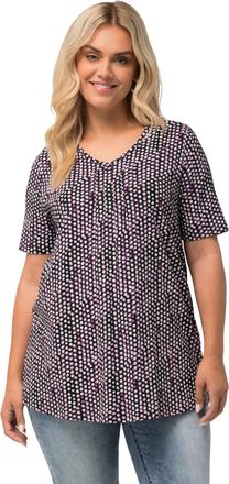Ulla Popken Damen Fältchenshirt Mit Minimaldruck T-Shirts, Lila, 54-56 EU