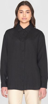 Knowledge Cotton Apparel Damen vegan Hemd Lose Leinen Schwarz Jet