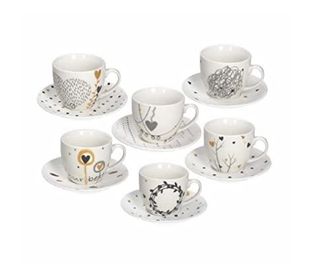 Tognana IR685375563 Lot de 6 tasses avec soucoupe, porcelaine