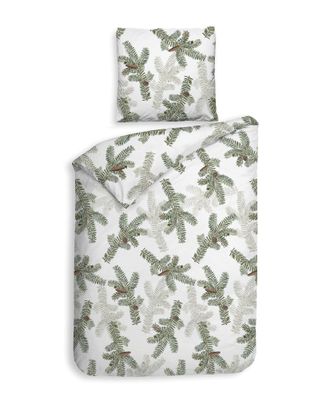 Heckett & Lane Flanell Bettw&auml;sche Bial Tannenzweige Farbe: Timid White (135x200 + 80x80 cm)
