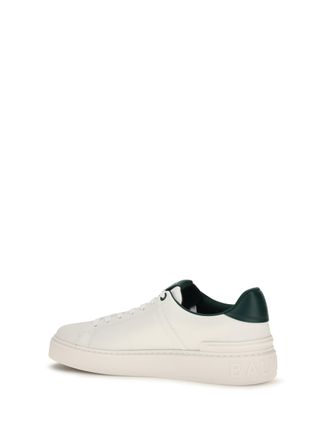 Balmain Mens Sneakers B-Court White-Bottle Green Trainers White/bottle