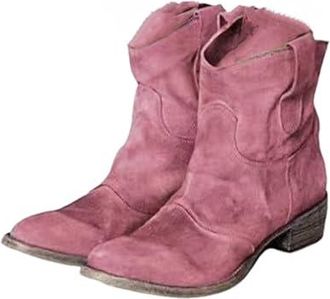 Generic Bottines larges en daim pour femme - Bout rond - Talon bas - &Agrave; enfiler - Chaussures de marche confortables - Style d&eacute;contract&eacute; - L&eacute;g&egrave;res - R&eacute;tro - Cla