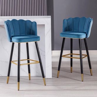 Generic 2er-Set Barhocker, gepolsterte K&uuml;chenhocker mit R&uuml;ckenlehne, hohe Esszimmerst&uuml;hle f&uuml;r die Hausbar