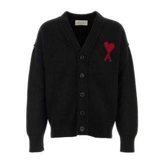 Ami Cardigan Ami De Coeur Col V - Homme - Pulls - Noir - Taille: M