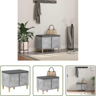 vidaXL Stauraum - Flurbank mit Kissen mit Speicher Betongrau 60 x 38 x 46 cm