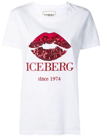 Iceberg t-shirt &agrave; logo brod&eacute; de sequins - Blanc