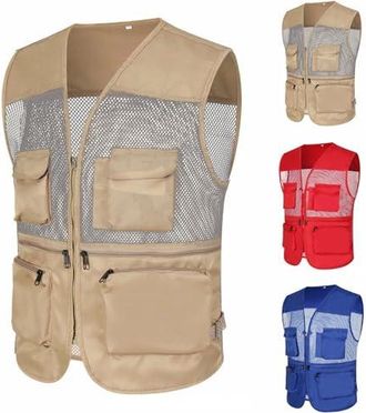 Generic Gilet sans manches pour homme XXXL - Gilet sportif élégant pour lextérieur - Léger - Gilet de sport multi-poches - Veste dété sans manches légère - Po