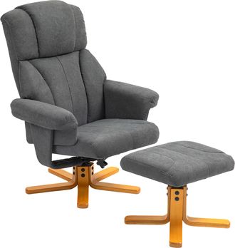 HOMCOM Relaxsessel mit Liegefunktion, Liegesessel mit Hocker, Fernsehsessel bis 150 kg belastbar, f&uuml;r Wohnzimmer, Schlafzimmer, 79 x 80 x 104cm, Dunkelgrau