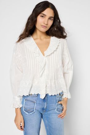 Gerard Darel Chemise en coton &agrave; broderies - URTIZ - Blanc