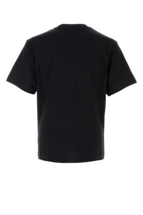 Burberry Mens Logo-Embroidered Cotton T-Shirt Black