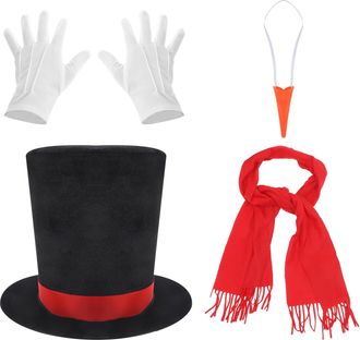 Cabilock 1 Satz Schneemann Kost&uuml;mset mit M&uuml;tze Rotem Schal und Filzhut Wiederverwendbares Weihnachts Schneemann Zubeh&ouml;r f&uuml;r Selbstgemacht Dekoration und Weihna