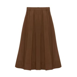 Alpha Studio Jupe Longue en Taftas avec Taille &Eacute;lastique Fronc&eacute;e - Femme - Jupes - Brun - Taille: 40 FR