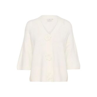 Kaffe Femme, Pulls, Blanc, Taille: 42 FR Cardigan Court Floral Tricot Craie