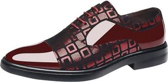 Generic Chaussures formelles pour homme vintage verni &agrave; lacets Derbys confortables et doux Oxfords en cuir &agrave; bout carr&eacute; Chaussures larges antid&eacute;rapantes pour 