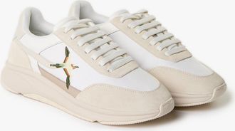 Axel Arigato Baskets brod&eacute;es bi-mati&egrave;re en cuir m&eacute;lang&eacute;